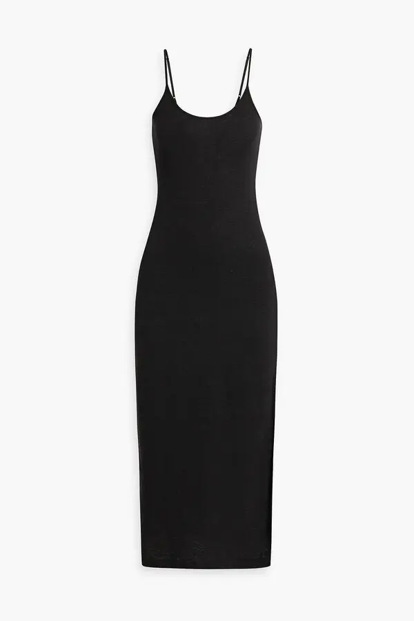 Onia Linen-blend Jersey Maxi Slip Dress - Black