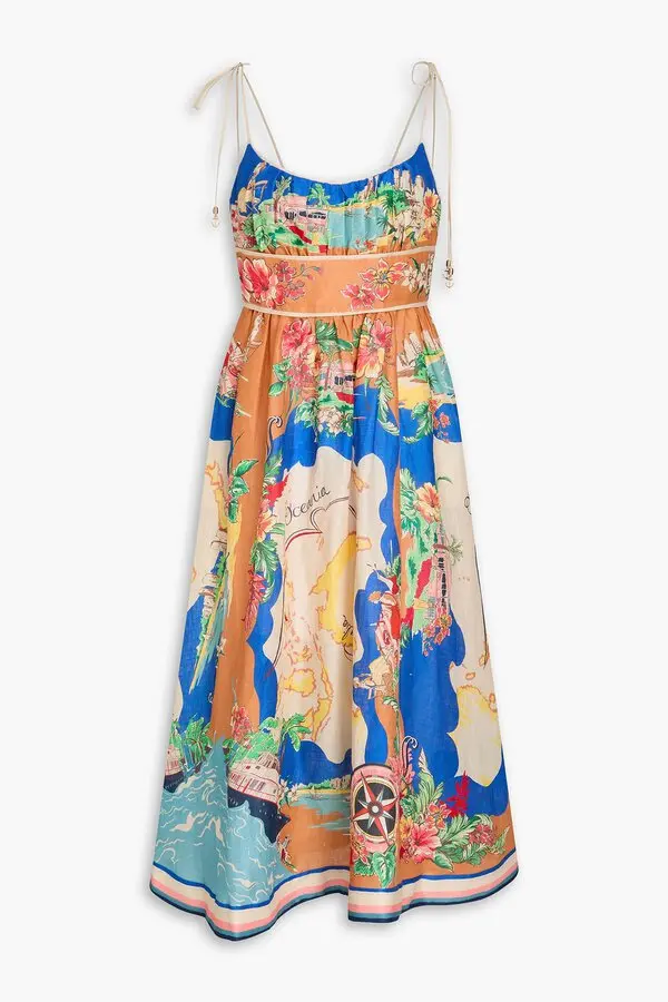 Zimmermann Printed Linen Midi Dress