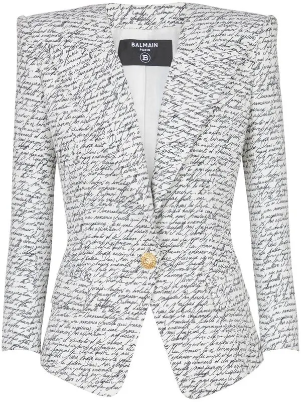 Balmain Love Letter Print Tailored Jacket