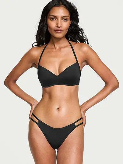 Victoria's Secret Swim Essential Double-strap Cheeky Bikini Bottom - Black