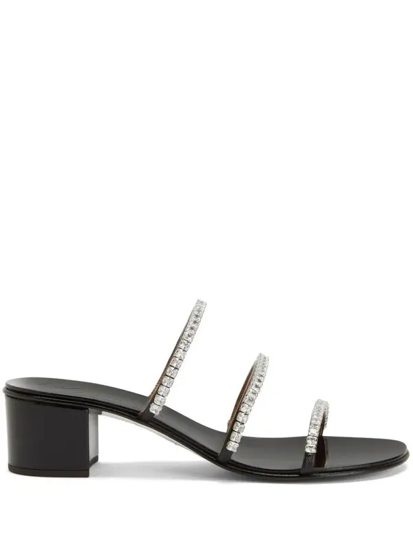 GIUSEPPE ZANOTTI 40mm Shiny Mignon Sandals - Black