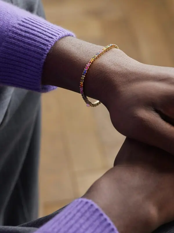 SUZANNE KALAN Princess Midi 18-karat Gold Rainbow Sapphire Bracelet