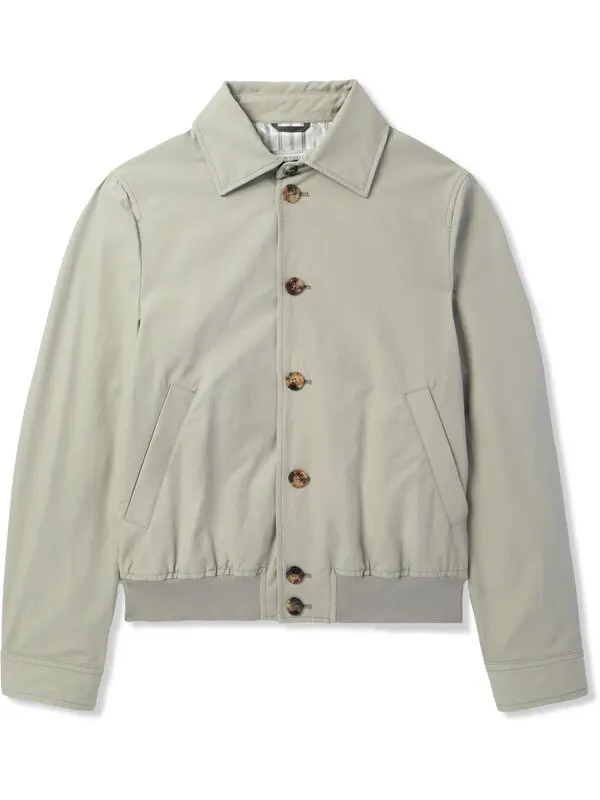 Brunello Cucinelli Cotton-blend Twill Bomber Jacket - Green