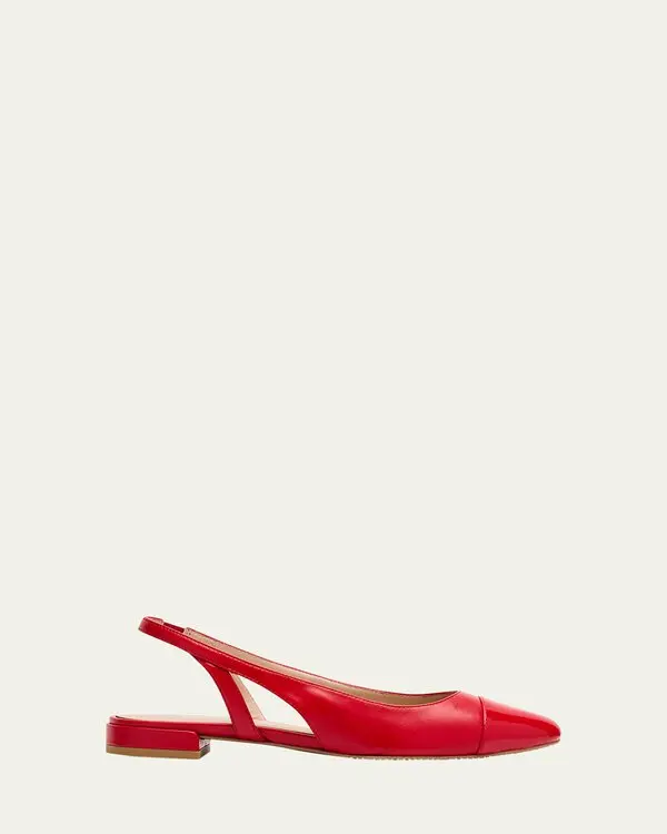 STUART WEITZMAN Sleek Leather Ballerina Flats - Cherry