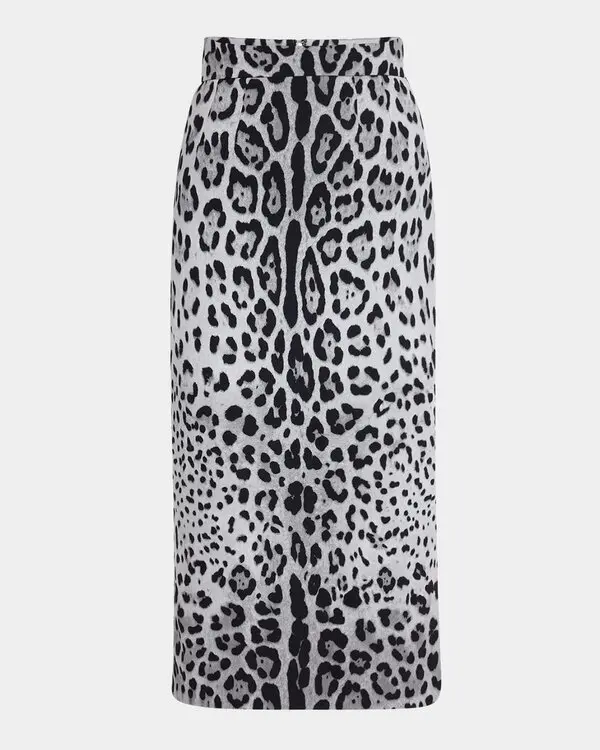 Dolce & Gabbana Leopard-print Silk Charmeuse Midi Skirt - Greyprtblk