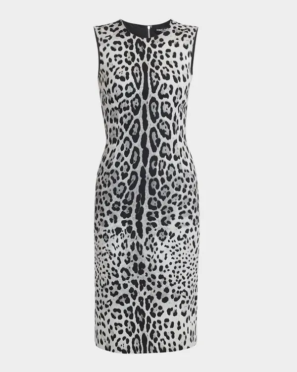 Dolce & Gabbana Printed Charmeuse Sheath Dress