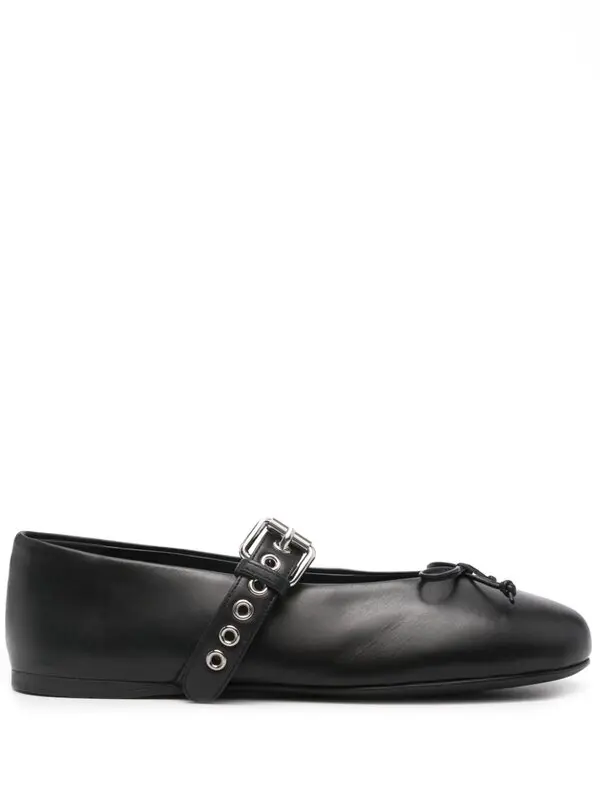 Miu Miu Leather Ballerina Shoes - Black