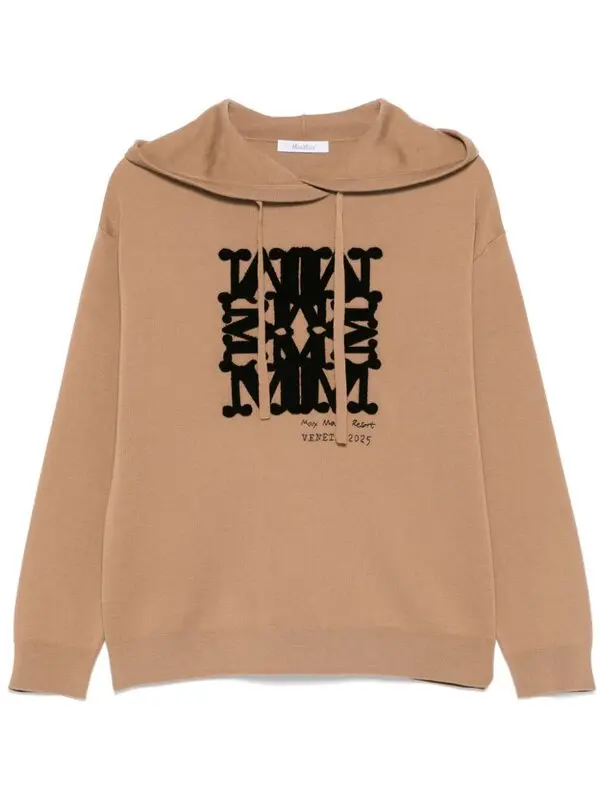 Max Mara Flocked-logo Hoodie - Brown