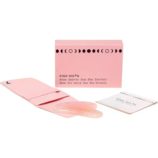 Pink Moon Rose Quartz Gua Sha Facial Toolkit 1ct