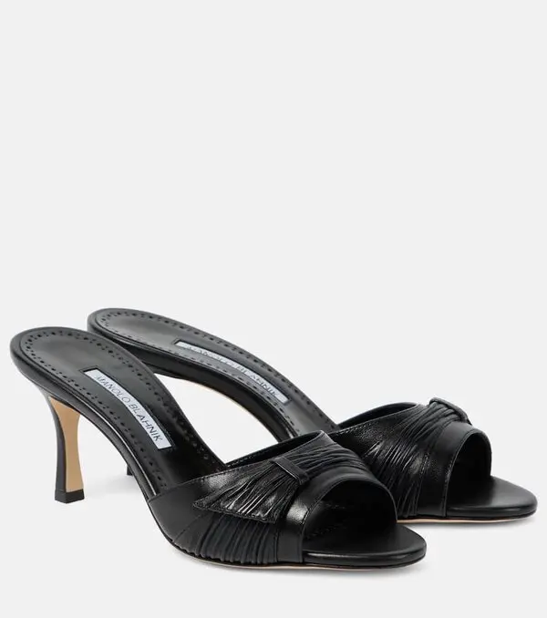 Manolo Blahnik Ebakmu 70 Leather Mules - Black