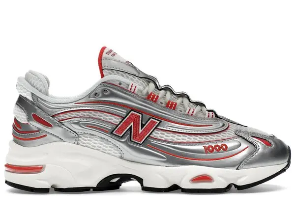 NEW BALANCE 1000 Thisisneverthatin Sneakers - Metallic Silver/red