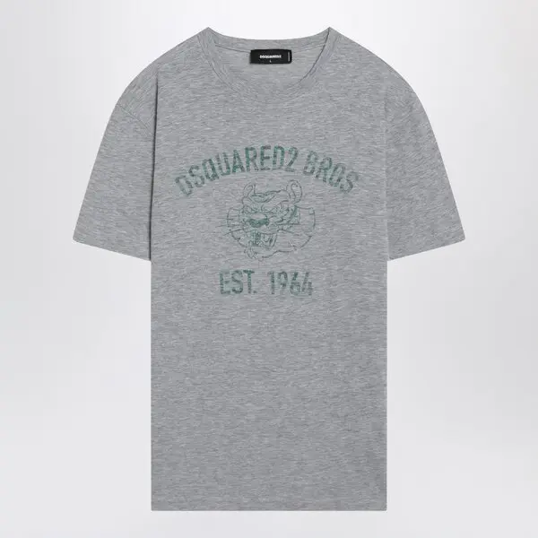 Dsquared2 Mélange T Shirt With Logo Print - Grey