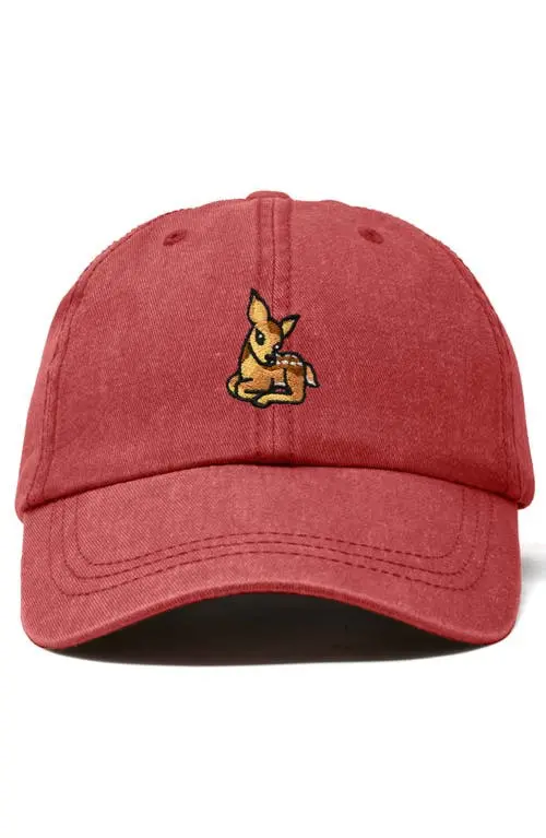 DALIX Fawn Embroidered Cap - Washed Red