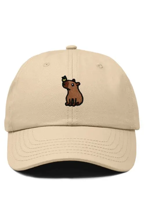 DALIX Capybara Embroidered Cap - Khaki