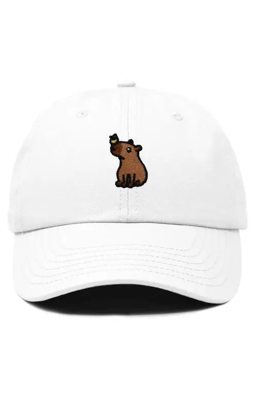DALIX Capybara Embroidered Cap - White