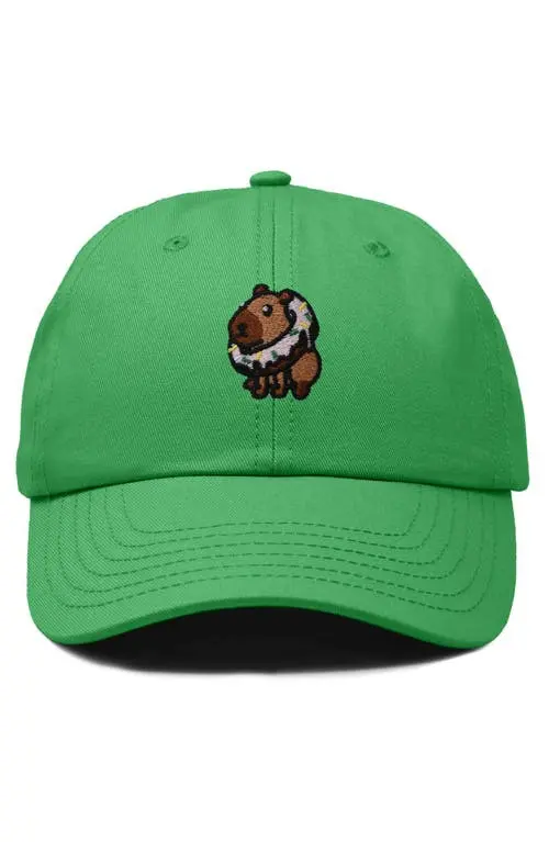 DALIX Capybara Donut Embroidered Cap - Kelly Green