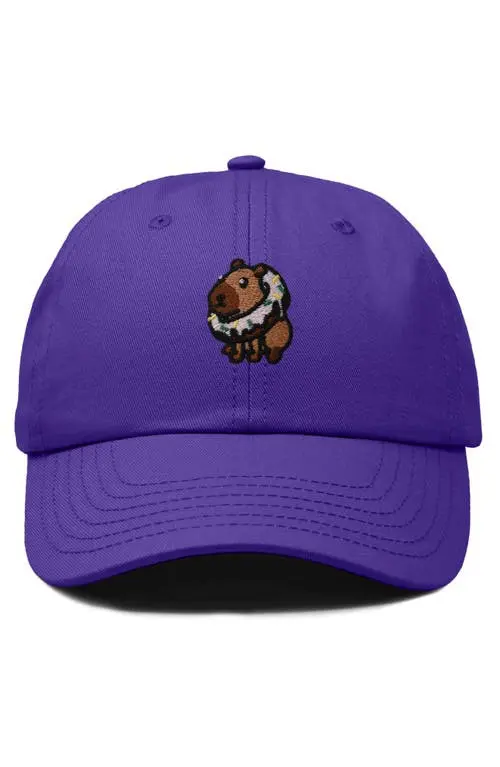 DALIX Capybara Donut Embroidered Cap - Purple