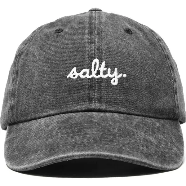 DALIX Salty Embroidered Baseball Cap - Washed Black