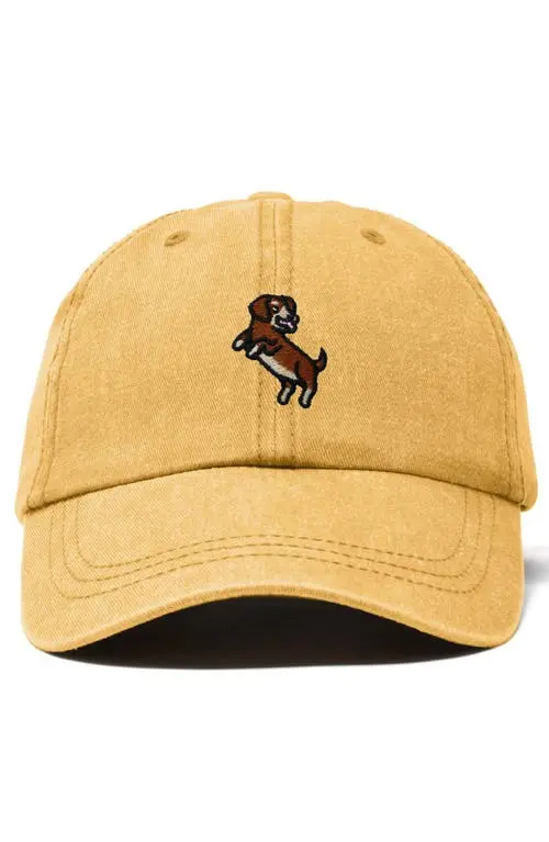 DALIX Dachshund Embroidered Cap - Washed Gold