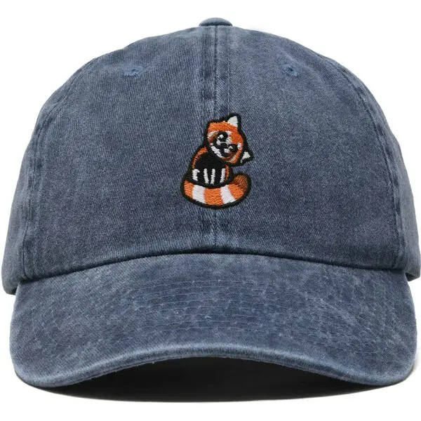 DALIX Panda Embroidered Cap - Washed Navy Blue