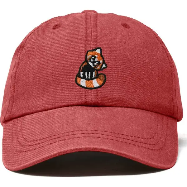 DALIX Panda Embroidered Cap - Washed Red