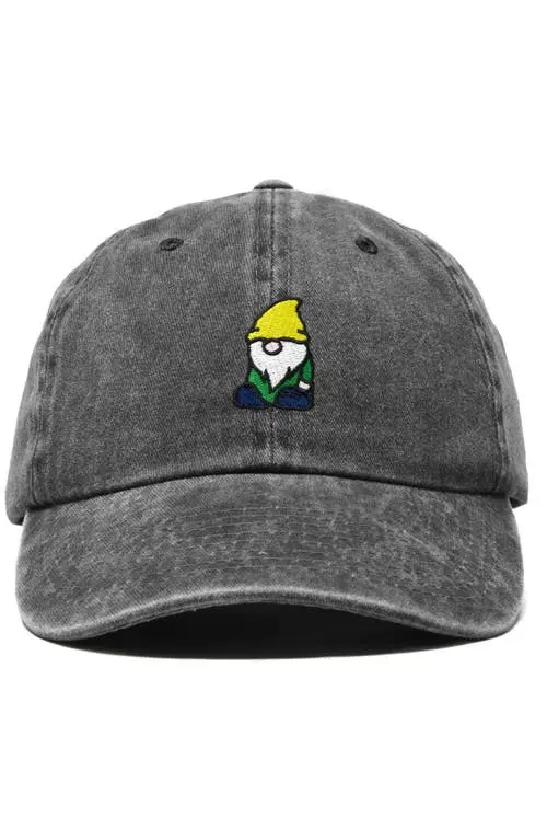DALIX Gnome Embroidered Cap - Washed Black