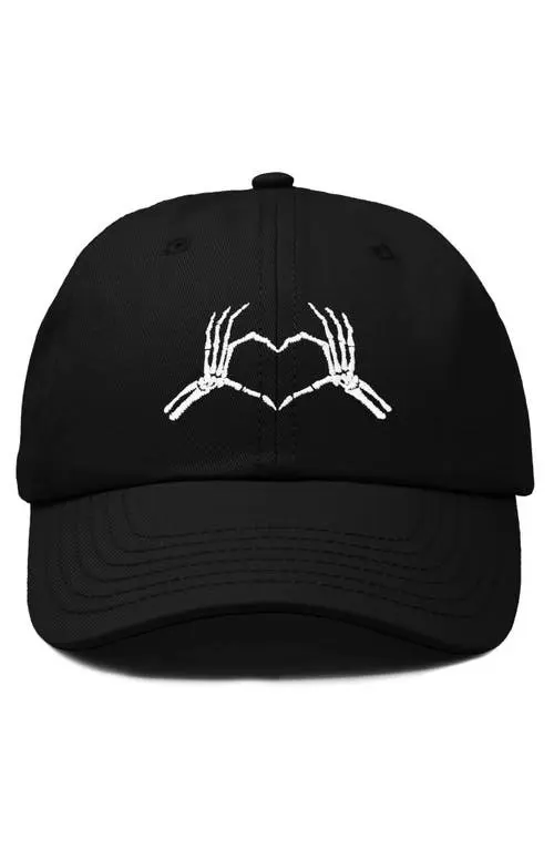 DALIX Skeleton Heart Embroidered Cap - Black