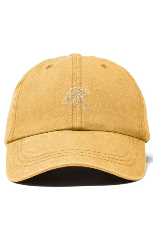 DALIX Ufo Embroidered Dad Cap - Washed Gold