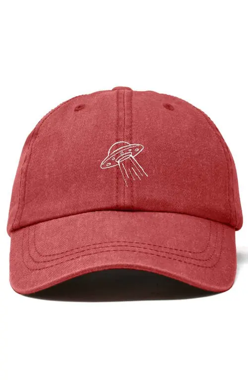 DALIX Ufo Embroidered Dad Cap - Washed Red