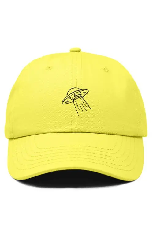 DALIX Ufo Embroidered Dad Cap - Yellow