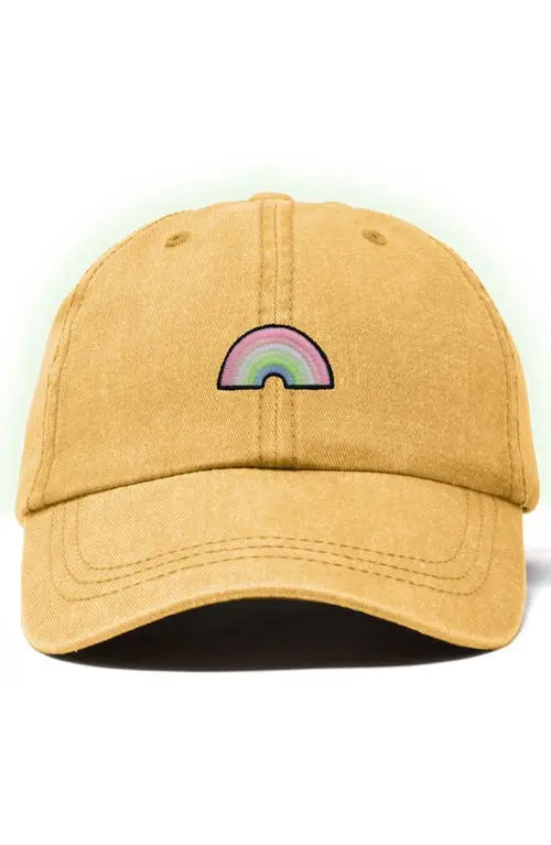 DALIX Rainbow Embroidered Cap - Washed Gold