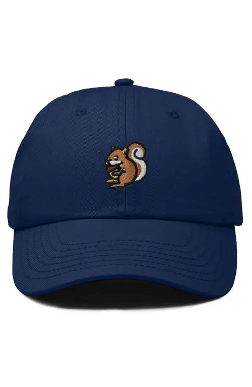 DALIX Squirrel Embroidered Cap - Navy Blue