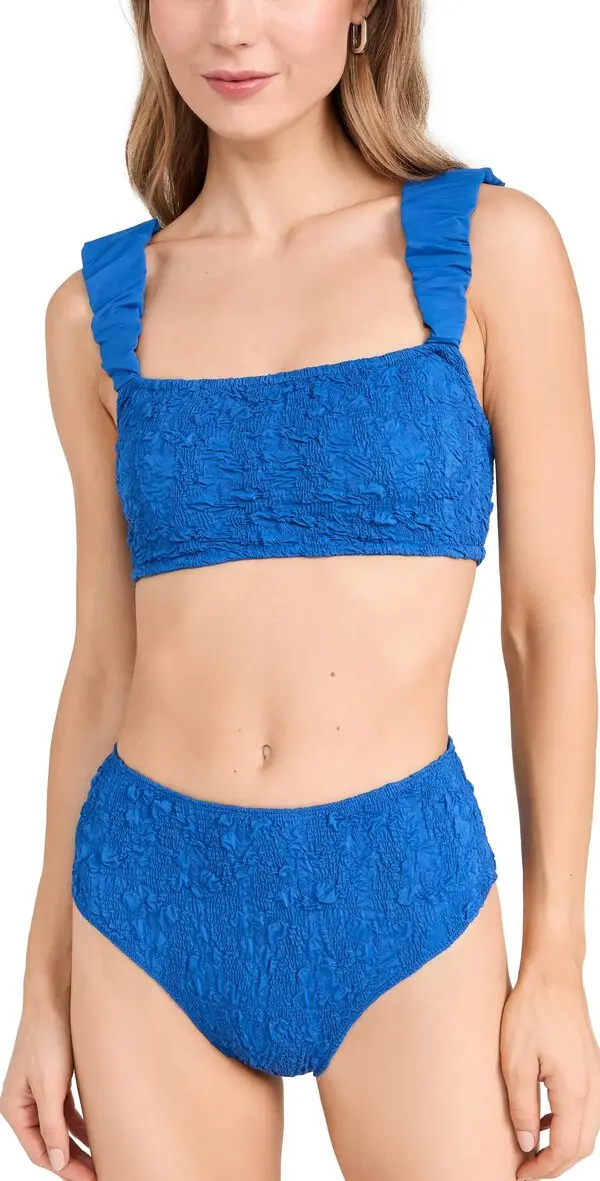 Sea Slone Solid Smocked Bikini Top