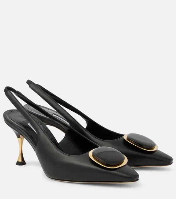 Manolo Blahnik Chiaran 70 Leather Slingback Pumps