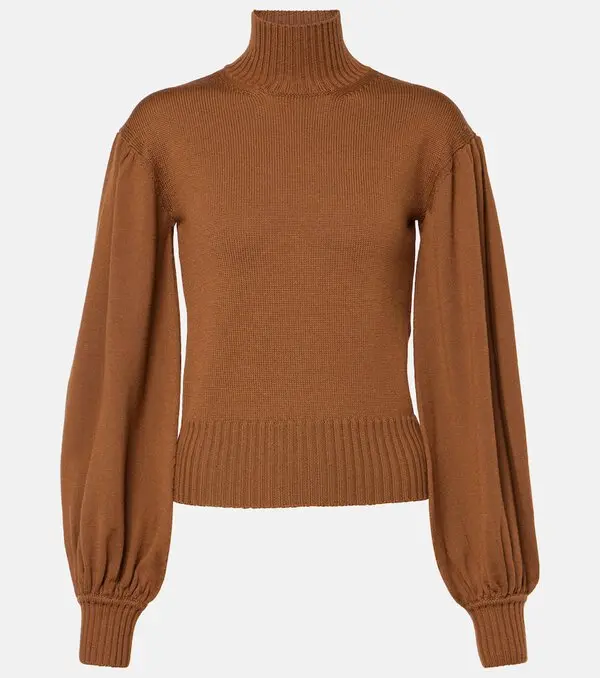 Max Mara Acume Virgin Wool Turtleneck Sweater - Brown