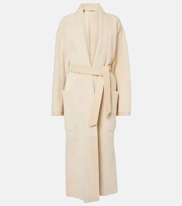 Max Mara Glassa Leather Shearling Coat
