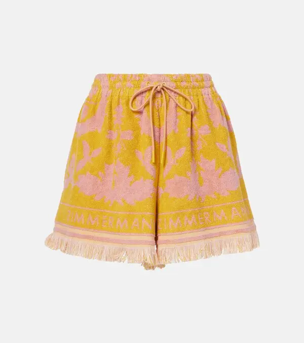 Zimmermann Wylie Fringed Cotton Terry Shorts