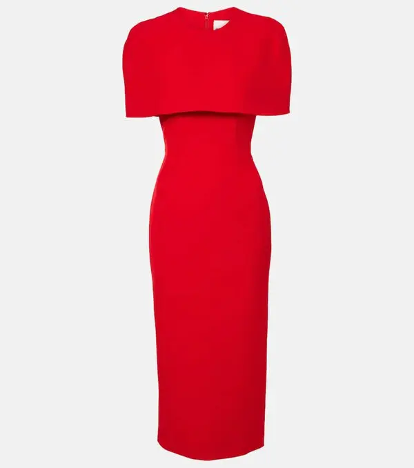 Roland Mouret Caped Crêpe Midi Dress - Red