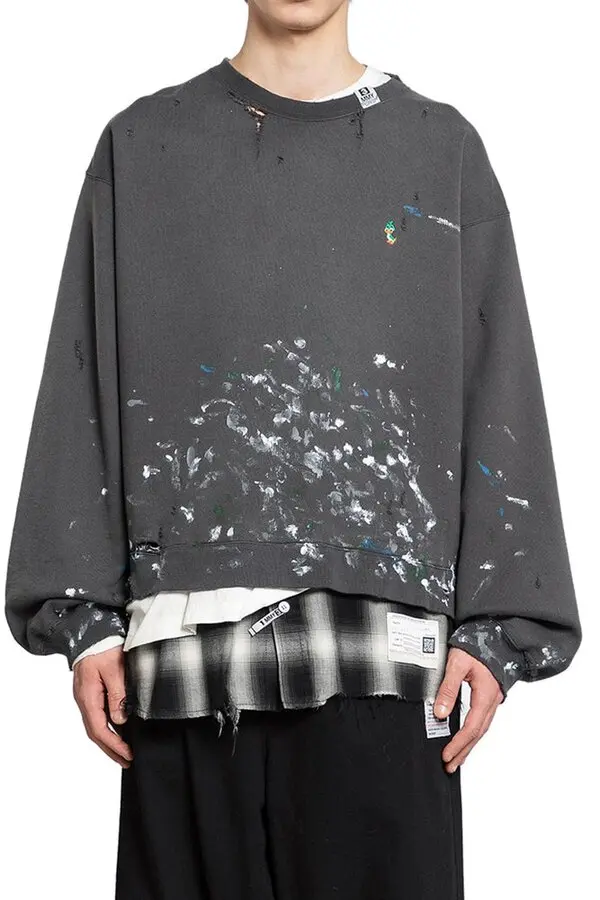 Mihara Yasuhiro Triple Layered Distressed Sweatshirt In Black - 18 