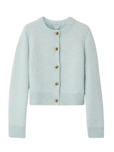 Bottega Veneta Wool-blend Bouclé Cardigan - Blue