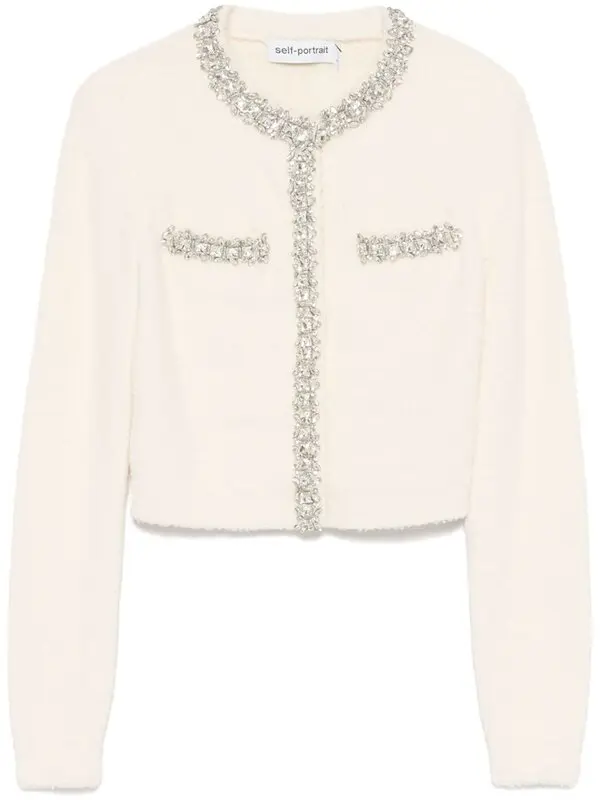 SELF-PORTRAIT Soft Knit Cardigan - Beige
