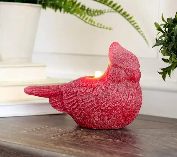 LUMINARA As Is Flameless Detailed Cardinal Candle