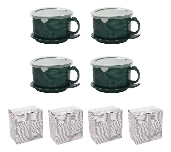 TEMP-TATIONS As Is Woodland Set Of 25oz Mug Meals W/lid