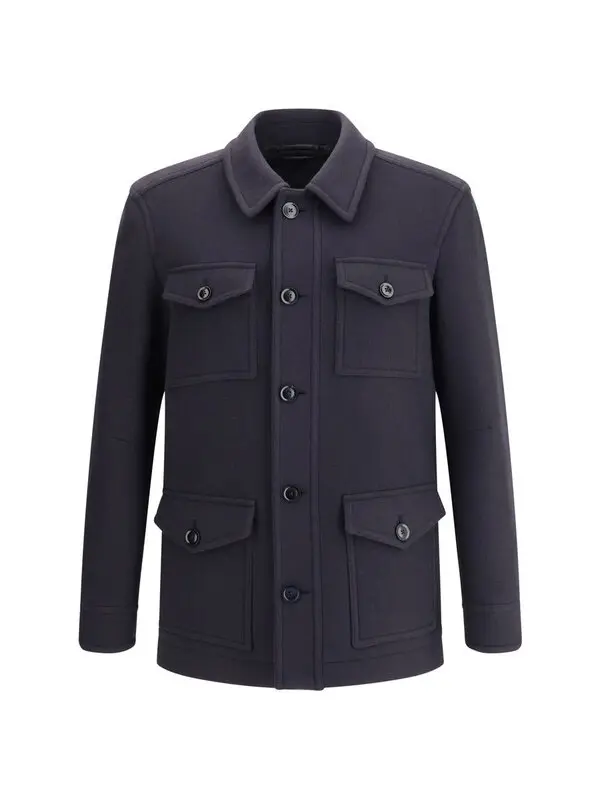 TOM FORD Short Wool Coat - Blue
