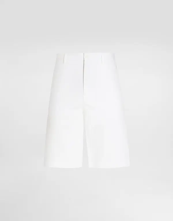 Dolce & Gabbana Stretch Cotton Shorts With Branded Tag - White