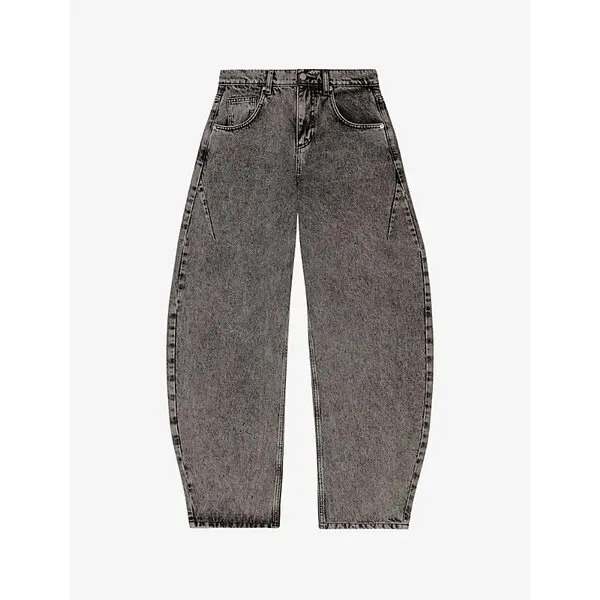 Maje Relaxed-fit High-rise Barrel-leg Denim Jeans - Noir / Gris