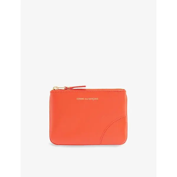 Comme Des Garçons Logo-print Half-zip Leather Wallet - Orange