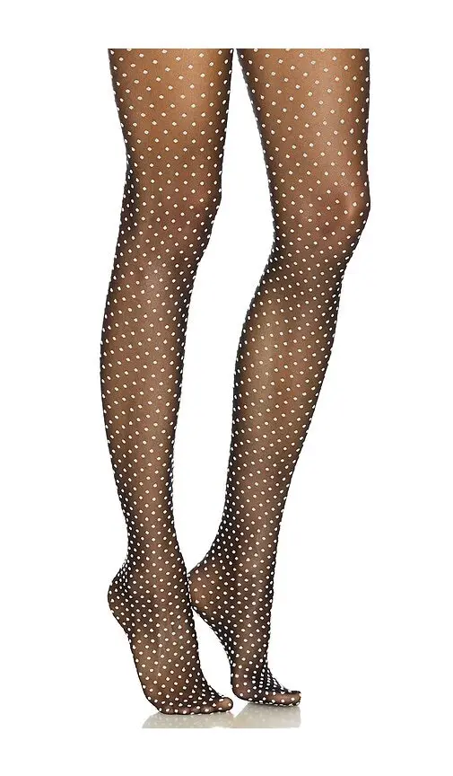 Wolford Satin Touch Dots Tights - Black & White