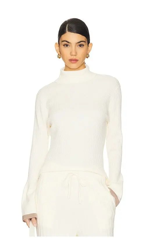 Varley Ravena Rib Knit High Neck Top - Egret