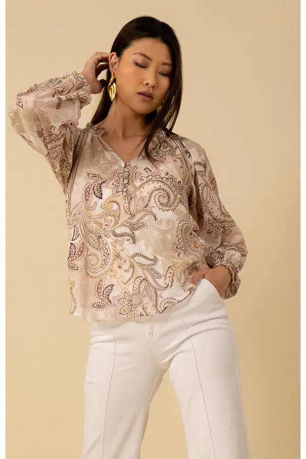 Hale Bob Mallory Voile Top - Neutral